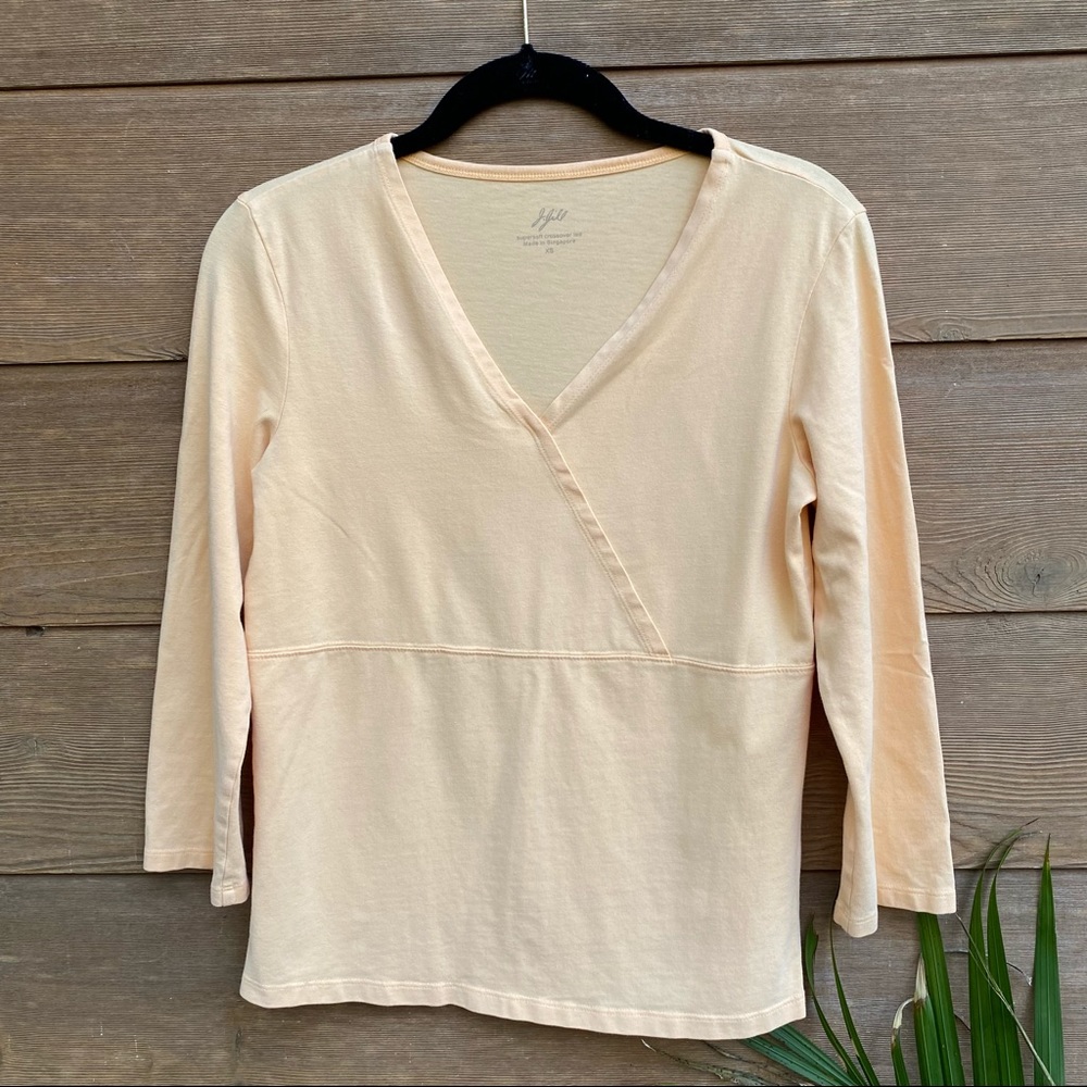 J. Jill Pale Peach Super Soft Crossover Tee - Gem